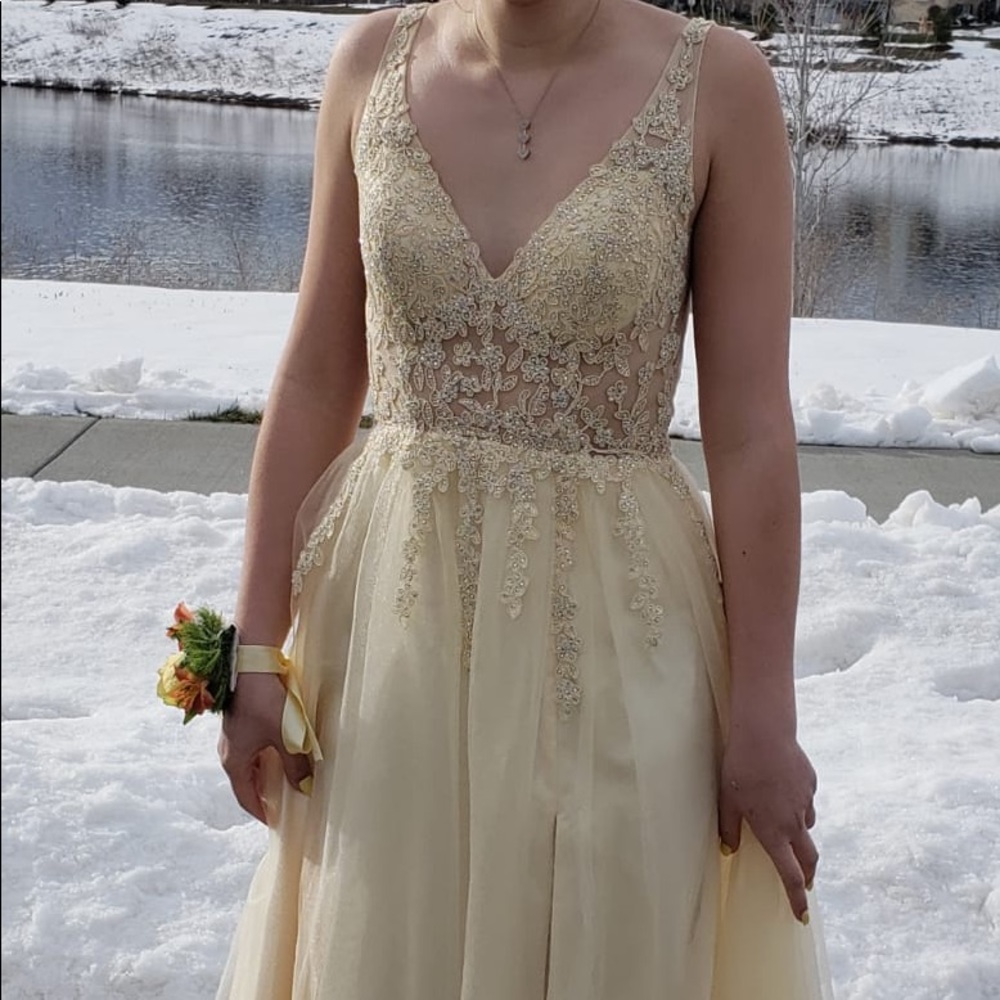 Pale Yellow Long Prom Dress! - Gem